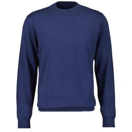Rundhalspullover Ragman, Herren, Gr. 58, blau (marineblau), Strick, 95% Baumwolle 5% Kaschmir, hoch geschlossener Ausschnitt, Pullover Rundhalspullover