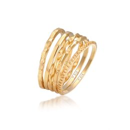 Ring-Set Elli "Ring Stapelringe Stacking Basic 5er Set 925 Silber" Gr. 56, gold, Fingerringe, Damen, 56, ohne Stein, Silber 925 (Sterlingsilber), Ring-Set