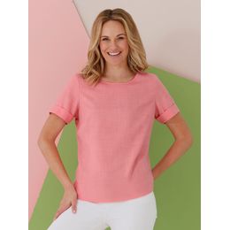 Schlupfbluse Classic Basics, Damen, Gr. 54, rosa (flamingo), 100% Polyester, unifarben, Rundhals, Blusen Schlupfbluse