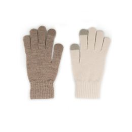 Strickhandschuhe Capelli New York, Damen, ivory, camel, Strick, Obermaterial: 70% Polyacryl, 30% Wolle, Handschuhe Strickhandschuhe