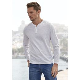 H.I.S. Langarmshirt H.I.S "- Henleyshirt langarm", Herren, Gr. XL (56/58), wei&szlig;, Slub, Obermaterial: 100% Baumwolle, meliert, regular fit normal, Rundhals, abgesteppte Kante, Shirts Langarmshirt, Langarm, Shirt mit Knopfleiste aus strukturierter Baumwoll-Qualit&auml;t, Topseller