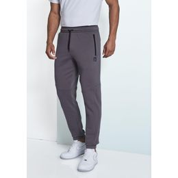 Sweathose John Devin, Herren, Gr. L (52/54), N-Gr, grau (dunkelgrau), angeraute Sweatware, Obermaterial: 60% Baumwolle, 40% Polyester, unifarben, bequem lang, Hosen Sweathose, Jogginghose mit seitlichen Taschen und Bindeband aus Baumwoll-Mix, Topseller