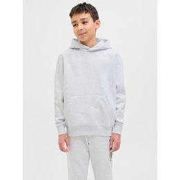 Jack & Jones Kapuzensweatshirt JACK & JONES JUNIOR "JJEURBAN EDGE SWEAT HOOD NOOS JNR", Jungen, Gr. 140, grau (wei&szlig; melange), angeraute Sweatware, Obermaterial: 70% Baumwolle, 30% Polyester, unifarben, loose fit normal, Rippb&uuml;ndchen, Sweatshirts Kapuzensweatshirt