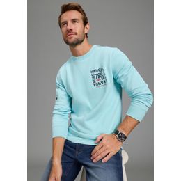 Sweatshirt Kangaroos, Herren, Gr. S, aqua, angeraute Sweatware, Obermaterial: 80% Baumwolle, 20% Polyester, schmal, Rundhals, angesetztes B&uuml;ndchen, Sweatshirts Sweatshirt, aus angerauter Sweatware, mit Rundhalsausschnitt, Langarm-Design