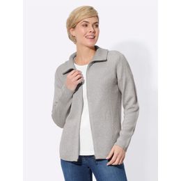 Strickjacke Classic Basics, Damen, Gr. 40, grau (steingrau, hellgrau, meliert), 100% Polyacryl, meliert, Strickjacken Strickjacke