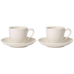 Villeroy & Boch Tasse VILLEROY & BOCH "Espressotassen mit Untertassen For Me 70 ml 2er Set wei&szlig;", wei&szlig;, 2 tlg., Porzellan, Trinkgef&auml;&szlig;e, Tasse