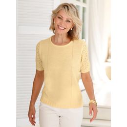 Rundhalspullover Classic Basics "Pullover", Damen, Gr. 42, gelb (vanille), 100% Polyacryl, unifarben, Pullover Rundhalspullover