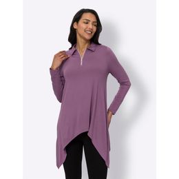 Langarmshirt "Longshirt", Damen, Gr. 44, lila (violett), 95% Viskose, 5% Elasthan, unifarben, Shirts Langarmshirt