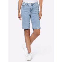 Jeansshorts Heine, Damen, Gr. 44, Normalgr&ouml;&szlig;en, blau (blau, bleached), 99% Baumwolle, 1% Elasthan, unifarben, kurz, Jeans Jeansshorts