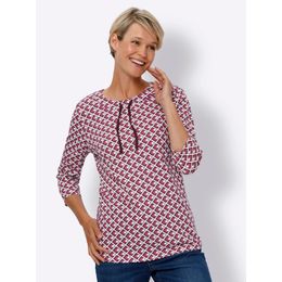 3/4-Arm-Shirt Classic Basics "3/4-Arm-Shirt", Damen, Gr. 48, rot (ecru, burgund, bedruckt), 100% Baumwolle, gemustert, mehrfarbig, Rundhals, Shirts 3/4-Arm-Shirt