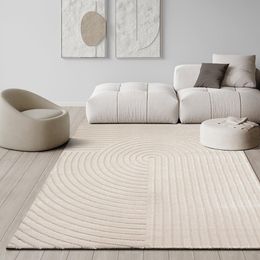 Teppich the carpet "Knight", beige, B:240cm H:12mm L:340cm, Polyester, Teppiche, Teppich, moderner Wohnzimmer Teppich elegant gl&auml;nzender Flor