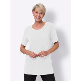 Longshirt Classic Basics "Longshirt", Damen, Gr. 52, wei&szlig;, 95% Viskose, 5% Elasthan, unifarben, Rundhals, Shirts Longshirt