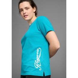 T-Shirt Kangaroos, Damen, Gr. 56/58, blau (t&uuml;rkis), Obermaterial: 95% Baumwolle, 5% Elasthan, unifarben, figurumspielend h&uuml;ftbedeckend, Rundhals, Shirts T-Shirt, Kurzarm, casual, unifarben, gro&szlig;e Gr&ouml;&szlig;en