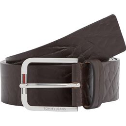 Lederg&uuml;rtel Tommy Jeans "TJM AUSTIN 4.0 cm breit", Herren, Gr. 85, braun (schwarz braun), Rindsleder, unifarben, G&uuml;rtel Lederg&uuml;rtel, Gr&ouml;&szlig;enverstellbar