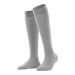 Kniestr&uuml;mpfe Falke "Softmerino", Damen, Gr. 39-40, grau (light grau meliert), Materialmix, unifarben, normal, Socken Kniestr&uuml;mpfe, mit w&auml;rmender Merinowolle, atmungsaktiv, klimaregulierend