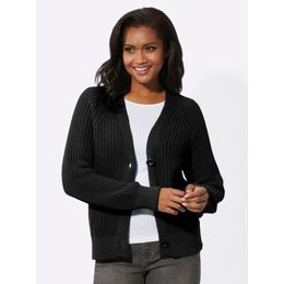 Strickjacke Inspirationen, Damen, Gr. 54, schwarz, 100% Baumwolle, unifarben, Strickjacken Strickjacke