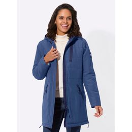 Langjacke Casual Looks, Damen, Gr. 44, blau (jeansblau), 100% Polyester, Wattierung:100% Polyester, unifarben, Jacken Langjacke