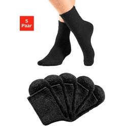 Kuschelsocken Lavana, Damen, Gr. 39-42, schwarz (5x schwarz), Obermaterial: 92% Polyester, 6% Polyamid, 2% Elasthan, unifarben, elastisch, Socken Kuschelsocken, ideal als Bettsocken