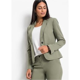 Jackenblazer bonprix "Blazer", Damen, Gr. 50, gr&uuml;n (oliv), Obermaterial: 76% Polyester, 22% Viskose, 2% Elasthan. Futter: 100% Polyester, slim fit, Blazer Jackenblazer, f&uuml;r stilvollen Auftritt, schmale Passform, voll gef&uuml;ttert, Topseller