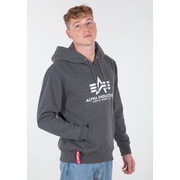Hoodie Alpha Industries "Basic Hoodie BL", Damen, Gr. XS, grau (charcoal heather, wei&szlig;), Obermaterial: 80% Baumwolle, 20% Polyester, regular fit, Sweatshirts Hoodie