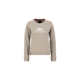 Sweater Alpha Industries "New Basic Sweatshirt BL W", Damen, Gr. M, beige (vintage sand), Obermaterial: 80% Baumwolle, 20% Polyester, regular fit, Sweatshirts Sweater