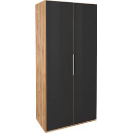 Kleiderschrank wimex "Level by fresh to go", grau (plankeneichefarben, grauglas), B:100cm H:216cm T:58cm, Schr&auml;nke, Kleiderschrank, T&uuml;ren vollfl&auml;chig mit farbigem Glas