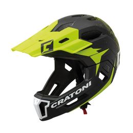 Fahrradhelm Cratoni "MTB Fahrradhelm C-Maniac 2.0MX schwarz/lime matt" Gr. 2, schwarz (schwarz, lime), Helme, 2, 100% Erzeugnis unbest Zusammensetzg EuZ., Fahrradhelm