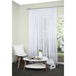 Gardine HOME BASICS "FLAMIO" Gr. 13, wei&szlig;, B:600cm H:160cm, Polyester, Gardinen, Gardine, Fertigstore Flammgarn, Topseller