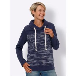 Sweatshirt Classic Basics, Damen, Gr. 44, blau (marine, ecru, bedruckt), 100% Baumwolle, gemustert, mehrfarbig, meliert, unifarben, Sweatshirts Sweatshirt