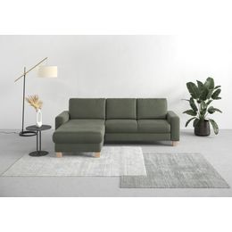 Ecksofa Home Affaire "Summer L-Form", gr&uuml;n (olive), B:249cm H:91cm T:164cm, 95% Polyester, 5% Polyamid, Sofas, Ecksofa, mit Recamiere, mit oder ohne Bettfunktion und Bettkasten, Cord-Bezug