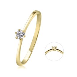 Diamantring ONE ELEMENT "0,10 ct Diamant Brillant Ring aus 585 Gelbgold" Gr. 52, gold, Fingerringe, Damen, 52,mit Brillant, Gelbgold 585, Diamantring