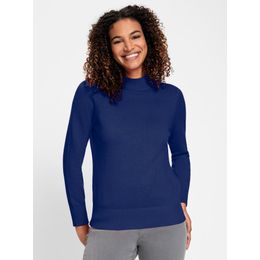 Stehkragenpullover Casual Looks "Pullover", Damen, Gr. 52, blau (royalblau), 100% Baumwolle, unifarben, Pullover Stehkragenpullover