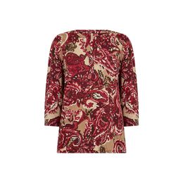 Shirtbluse soyaconcept "SC-FELICITY AOP 517", Damen, Gr. M, rot combi, Web, Obermaterial: 50% Baumwolle, 50% Viskose, gemustert, normal, V-Ausschnitt, Blusen Shirtbluse