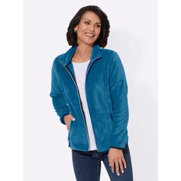 Fleecejacke Casual Looks, Damen, Gr. 44, blau (topas), 100% Polyester, unifarben, Jacken Fleecejacke