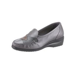Mokassin CLASSIC, Damen, Gr. 37, grau (anthrazit), Glattleder, Basic, Schuhe Mokassin