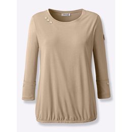 Langarmshirt Casual Looks "Shirt", Damen, Gr. 40, beige, 50% Baumwolle, 50% Modal, unifarben, Rundhals, Shirts Langarmshirt