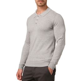 Polokragenpullover INDICODE "INBarner", Herren, Gr. S, grau (lt grau mel), Strick, Obermaterial: 80% Baumwolle, 20% Polyester, meliert, unifarben, regular fit normal, Pullover Polokragenpullover