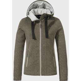Sch&ouml;ffel Fleecejacke SCH&Ouml;FFEL "Fleece Hoody Aurora L", Damen, Gr. 36, braun (4725, braun), Oberstoff Rumpf: 100% Polyester Futter Kapuze: 100% Polyester, regular fit, hoch geschlossener Ausschnitt, Jacken Fleecejacke