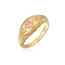 Silberring HAZE & GLORY "Ring Stern Saphir Pink - Love Rules 375 Gelbgold" Gr. 54, gold, Fingerringe, Damen, 54, Gelbgold 375, Silberring