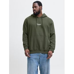Jack & Jones PlusSize Kapuzensweatshirt "JJESOHO SWEAT HOOD NOOS PLS", Herren, Gr. 3XL, bunt (duffel bag), angeraute Sweatware, Obermaterial: 80% Baumwolle, 20% Polyester, JACK & JONES PLUSSIZE, bedruckt, regular fit, Rippb&uuml;ndchen, Sweatshirts Kapuzensweatshirt, mit Logobranding