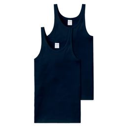 Unterhemd Schiesser "Essentials", Herren, Gr. 9, N-Gr, blau (815, navy), Feinripp, Obermaterial: 100% Baumwolle, unifarben, k&ouml;rpernah, Rundhals, Unterhemden Unterhemd