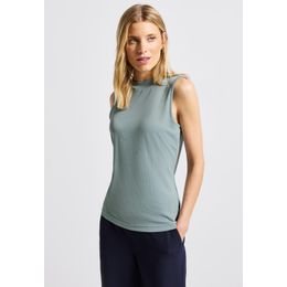 Ripptanktop Street One, Damen, Gr. 42, blau (arona blau), Jersey, Obermaterial: 63% Modal, 37% Polyester, Strukturmuster, unifarben, regular fit normal, Rundhals, Tops Ripptanktop, mit Rippstruktur
