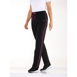 Sporthose Catamaran, Damen, Gr. 48/50, Normalgr&ouml;&szlig;en, schwarz (schwarz, pink), 100% Baumwolle, unifarben, lang, Hosen Sporthose