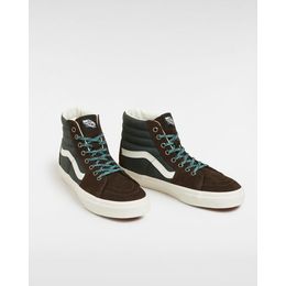 Sneaker Vans "SK8-Hi", Damen, Gr. 39, gr&uuml;n (trek scarab), Leder, Textil, Schuhe Sneaker, mit klassischer Logo-Flag
