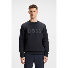 Sweatshirt BOSS Green "Salbo", Herren, Gr. L, blau (dunkelblau402), Sweatware, Obermaterial: 95% Baumwolle, 5% Elasthan, unifarben, regular fit, Rundhals, eingesetzt B&uuml;ndchen, Sweatshirts Sweatshirt, mit Logodruck