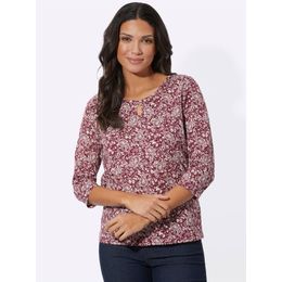Rundhalsshirt Classic Basics "Rundhals-Shirt", Damen, Gr. 46, bunt (bordeaux, ecru, bedruckt), 100% Baumwolle, Paisley, gemustert, Rundhals, Shirts Rundhalsshirt