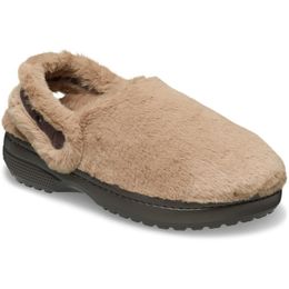 Clog Crocs "Classic Unfurgettable Clog", Damen, Gr. 38, braun (hellbraun, milk chocolate), Croslite&trade;, Textil, Fellimitat, Schuhe Clog, Hausschuh, Freizeitschuh mit schwenkbarem Fersenriemen
