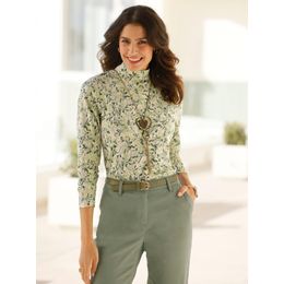 Langarmshirt Inspirationen "Shirt", Damen, Gr. 54, bunt (lindgr&uuml;n, zitrone, bedruckt), 95% Baumwolle, 5% Elasthan, gebl&uuml;mt, gemustert, mehrfarbig, Shirts Langarmshirt