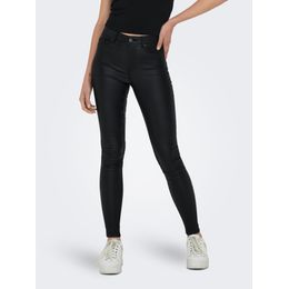 Lederimitathose Only "ONLALIDA HW SKINNY COATED PANT PNT", Damen, Gr. XS (34), L&auml;nge 32, schwarz, Web, Obermaterial: 77% Viskose, 20% Nylon, 3% Elasthan, unifarben, skinny fit kn&ouml;chellang, Hosen Lederimitathose