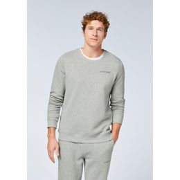 Sweater Chiemsee, Herren, Gr. 3XL (64/66), neutral gray melange, 90% Baumwolle, 10% Viskose, unifarben, regular fit normal, Rundhals, abnehmbar Rippb&uuml;ndchen, Sweatshirts Sweater, - in angenehmer Baumwollmisch-Qualit&auml;t